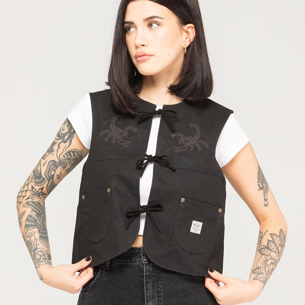 Black Scorpio Nomad Waxed Vest | Women's Jackets & Outerwear & P&Co - A ...