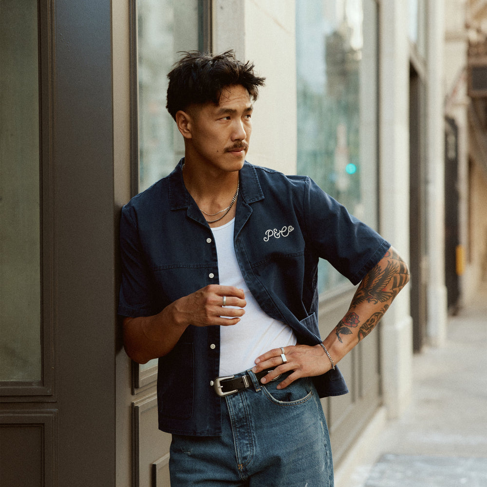 Navy Hard Luck Service Shirt | Men's Shirting, Layering & P&Co - A ...